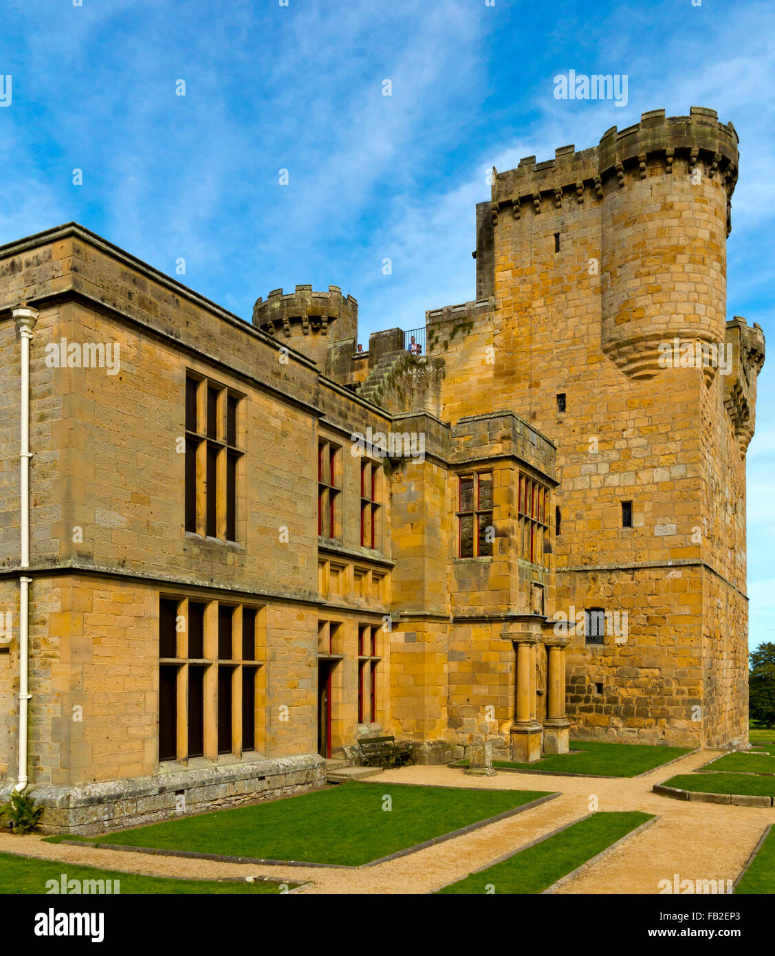 Exterior of Belsay Castle a 14th-century medieval castle in ...
