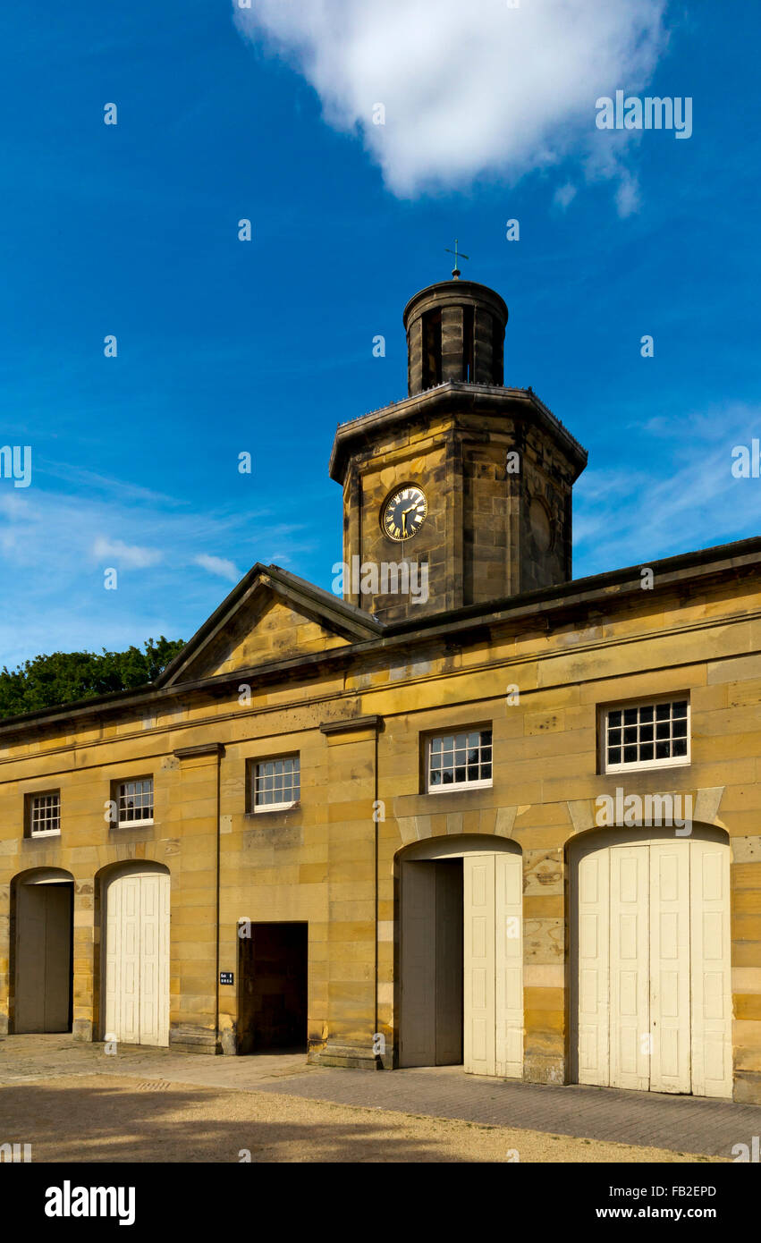Stable Block and clock tower at Belsay Hall a 19th century country ...