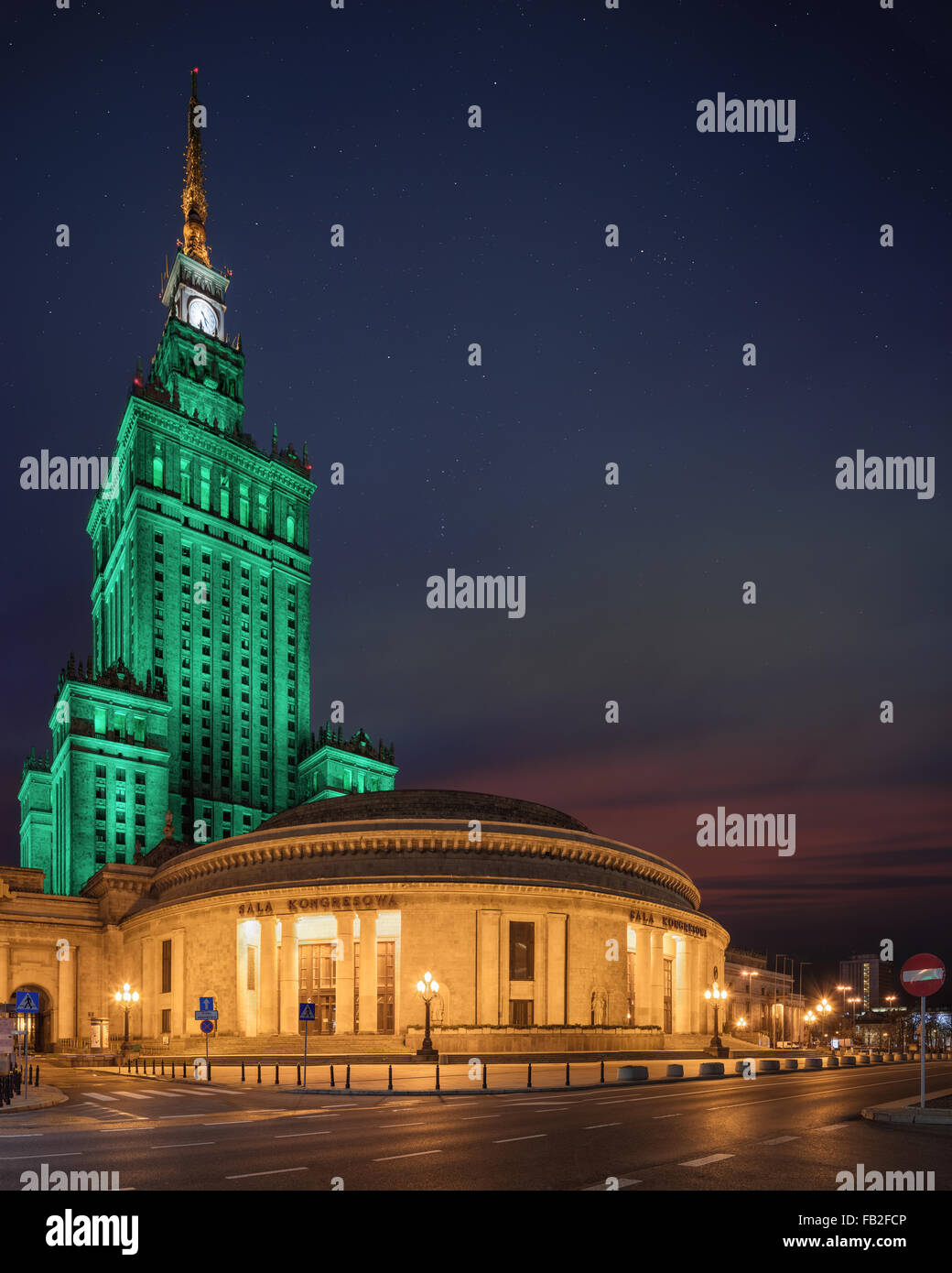 Warsaw by night Stock Photo - Alamy