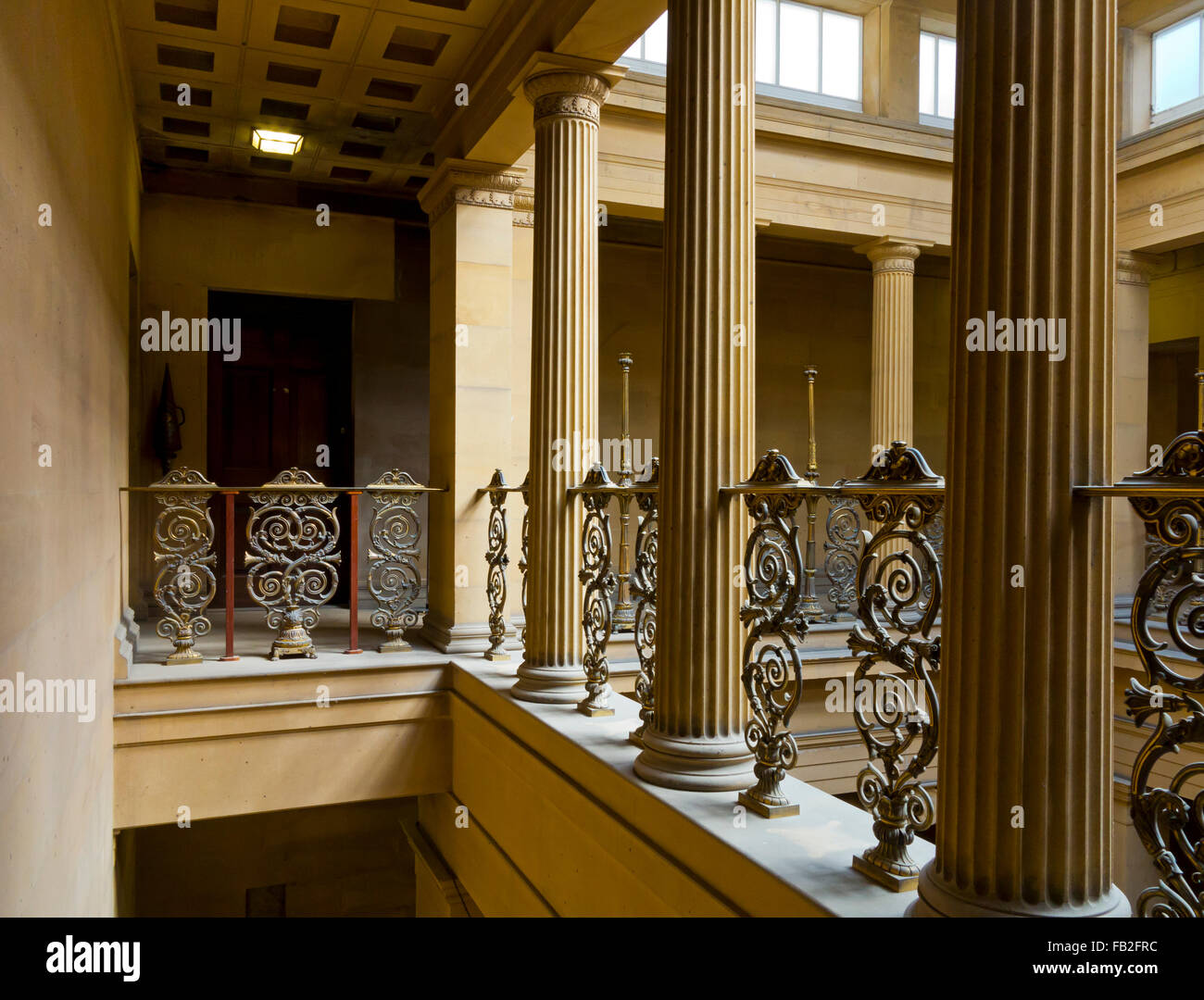 Hall interior at Belsay Hall a 19th century country mansion in ...