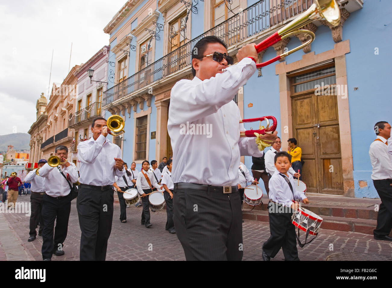 Marching band in the street in Guanajuato, Mexico, South America Stock ...