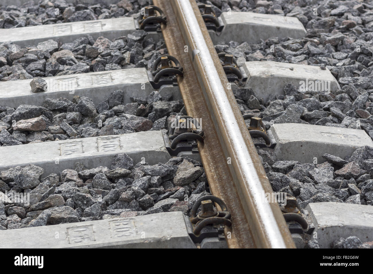 train tracks modern attachment detail Stock Photo - Alamy