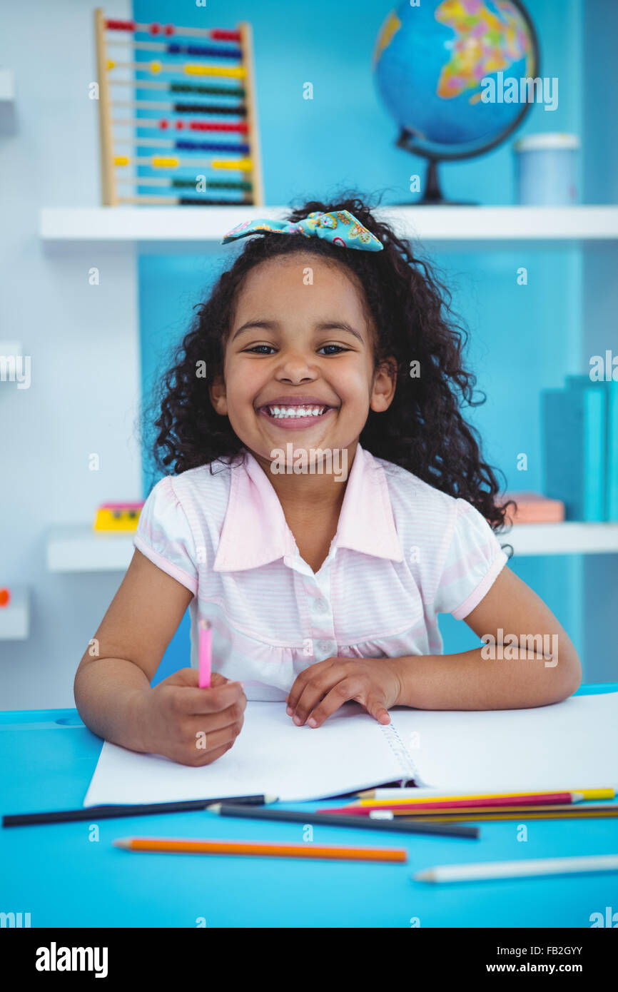 Girl pencil drawing on notebook hi-res stock photography and images - Alamy