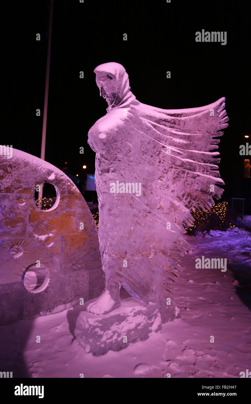 ice sculptures winter night Stock Photo - Alamy