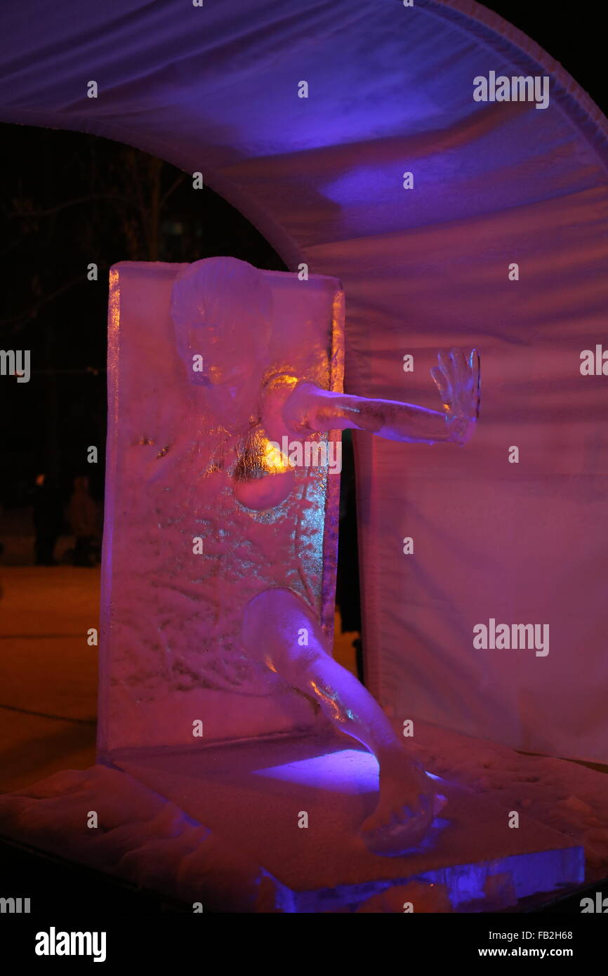 ice sculptures winter night Stock Photo - Alamy