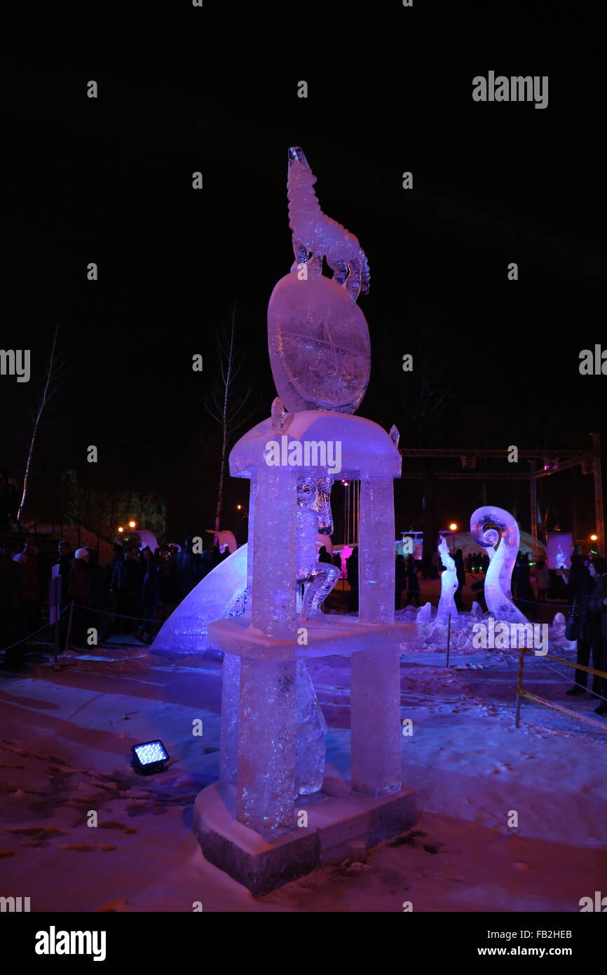 ice sculptures winter night Stock Photo - Alamy