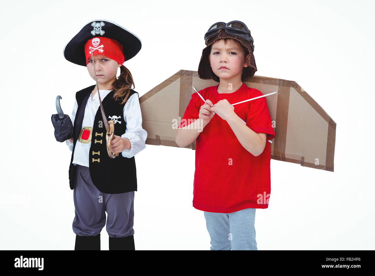 Masked kids pretending to be pirate and pilot Stock Photo - Alamy