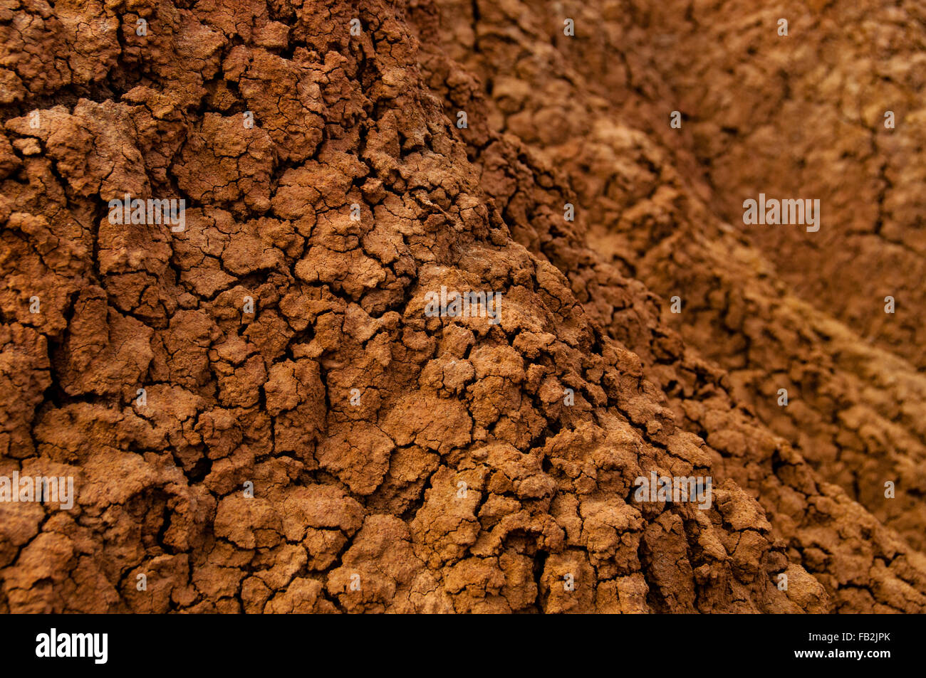 Closeup of Drought red orange sand stone rock formation in Tatacoa ...