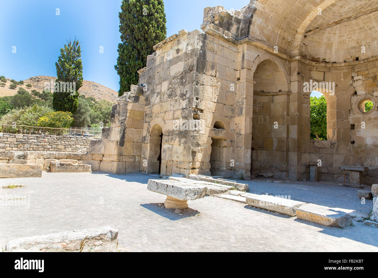 Monastery (friary) in Messara Valley at Crete island in Greece. Messara ...