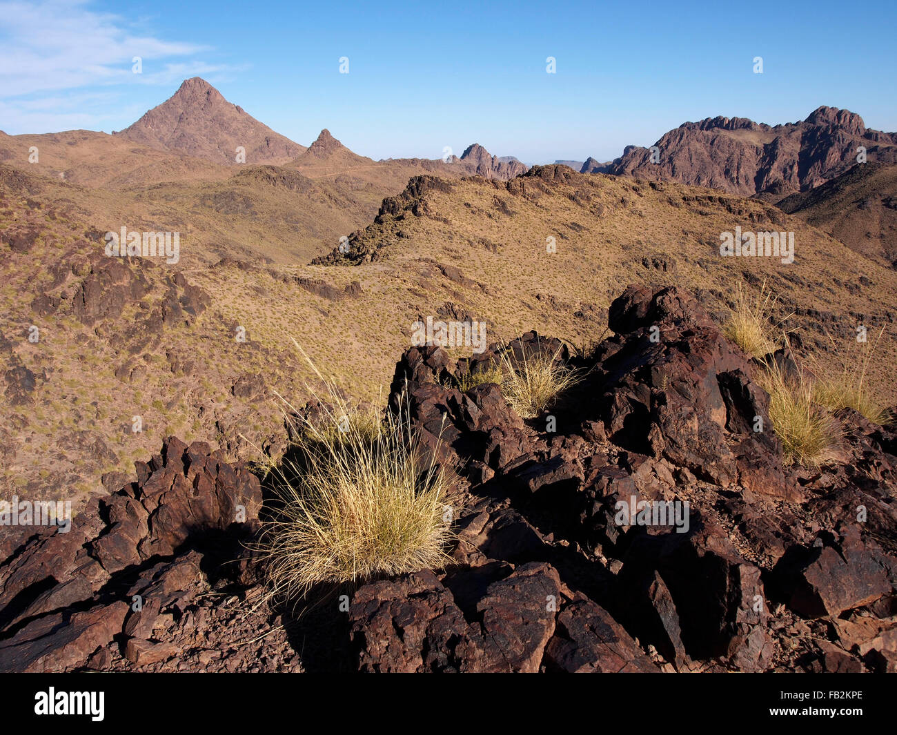 View towards Bou Gafer from ridge north of Oulili valley, Jbel Saghro ...