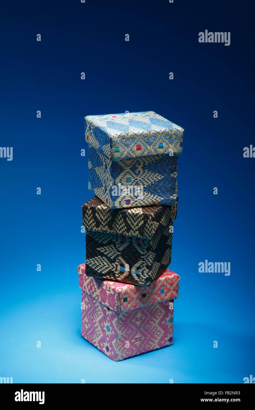three design of gift box stack up Stock Photo - Alamy