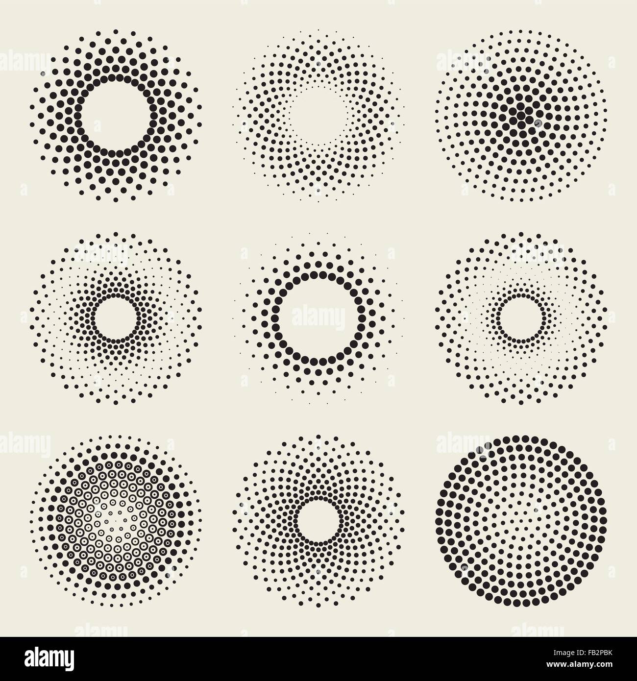 Vector Radial Gradient Halftone Sunburst Circle Shape Stippling Design ...