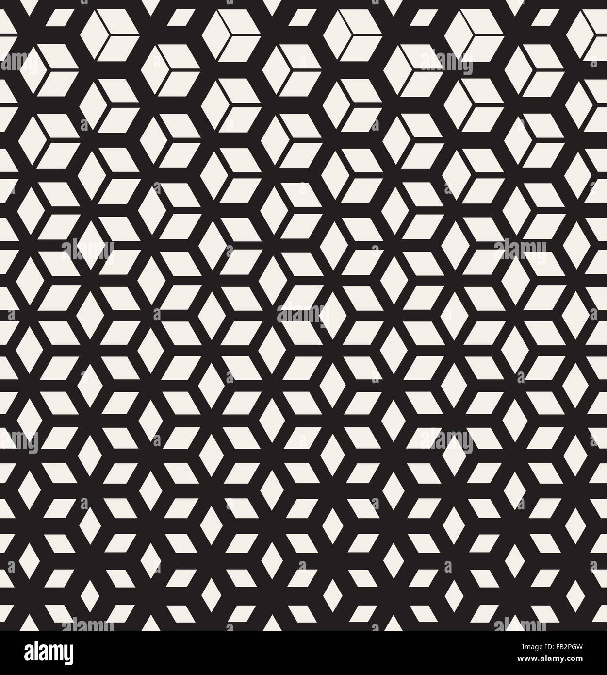 Vector Seamless Black And White Geometric Cube Shape Lines Halftone ...