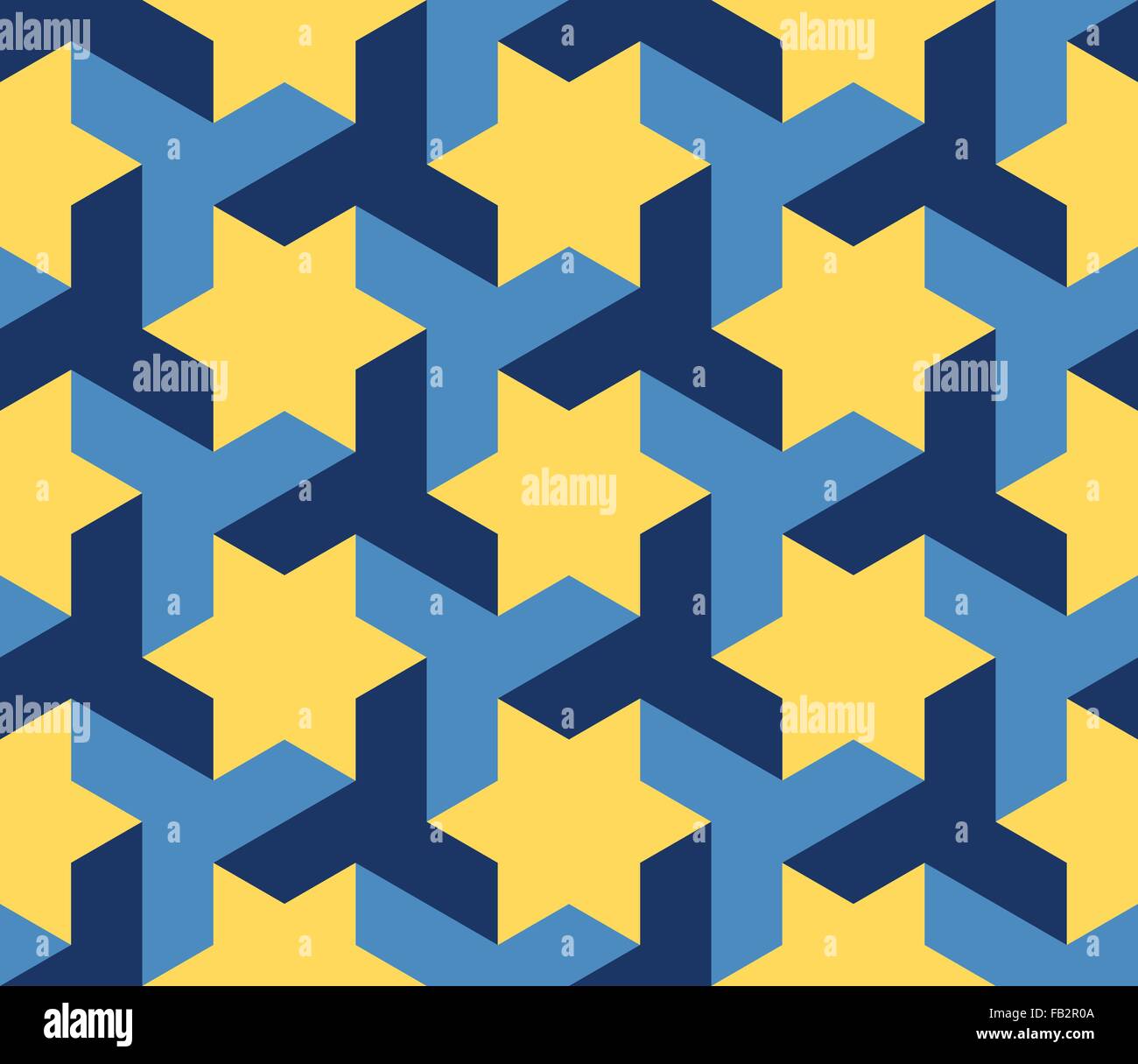 Vector Seamless Blue Yellow Geometric Star Triangle Shape Tessellation ...