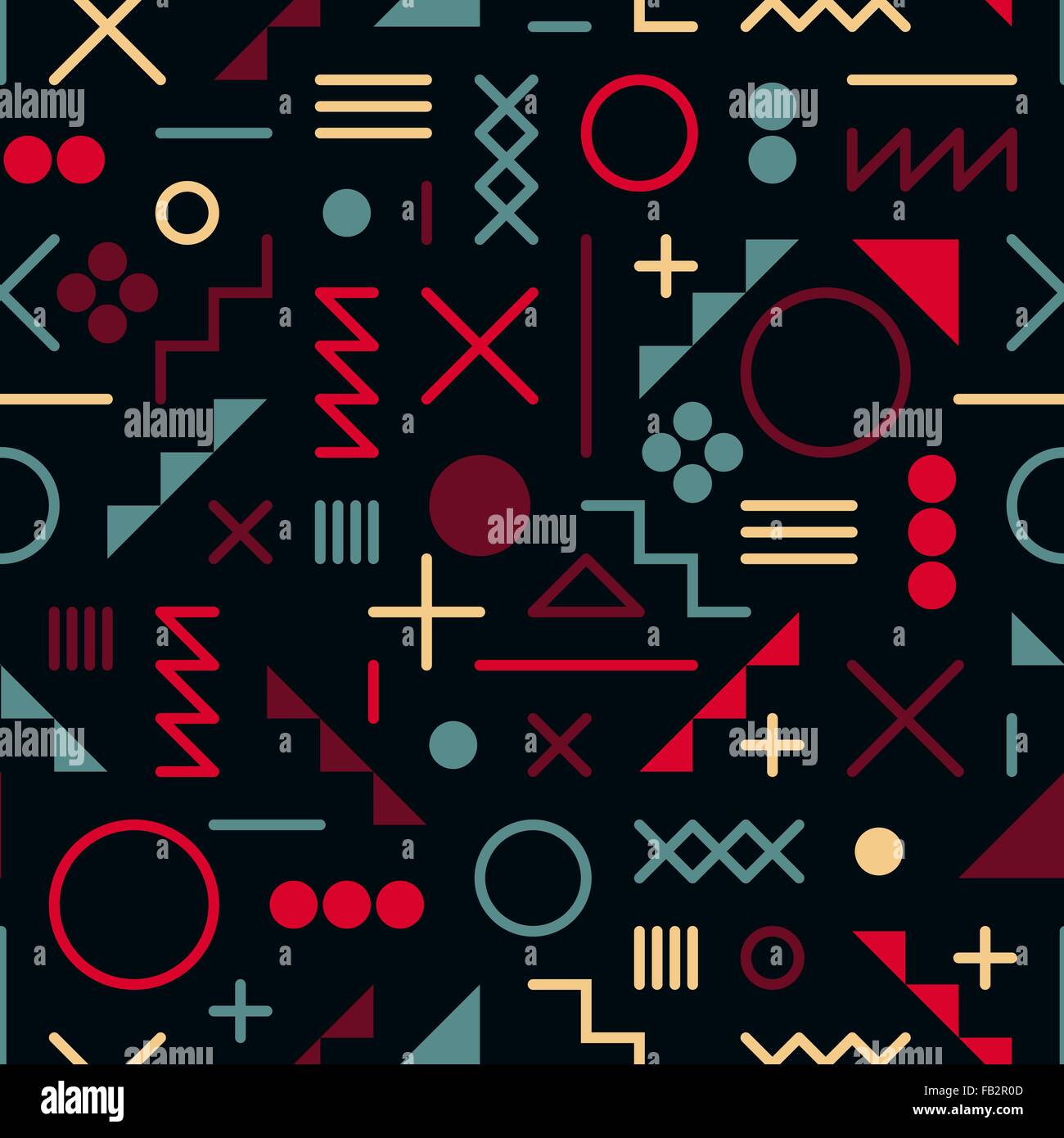 Vector Seamless Retro 80's Jumble Geometric Line Shapes Pink Blue Color ...