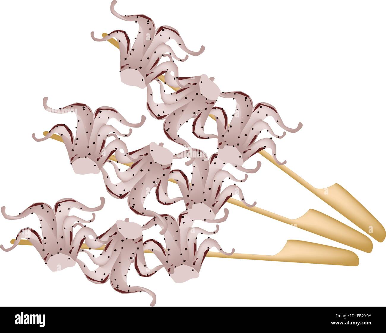 Japanese Cuisine, Illustration of Yakitori Tako or Squid Legs Grilled ...