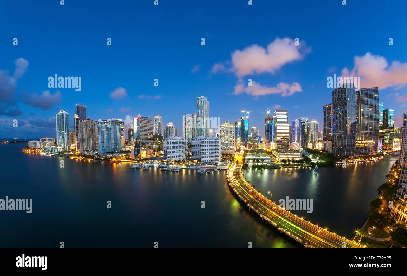 View from Brickell Key, a small island covered in apartment towers ...