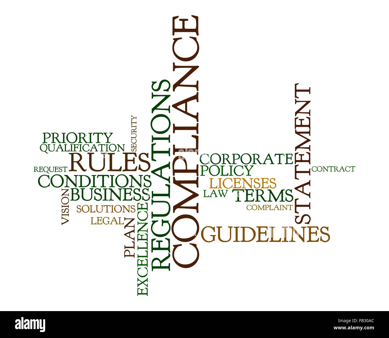 Word cloud for compliance, rules and regulations Stock Photo - Alamy