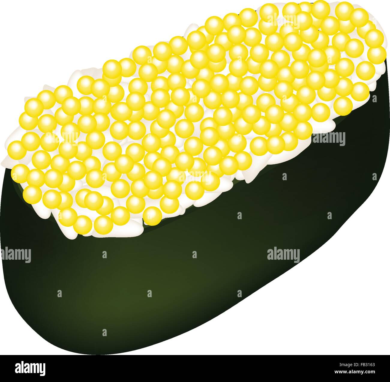 Japanese Cuisine, Illustration of Delicious Yellow Ebiko Sushi, Tobiko ...
