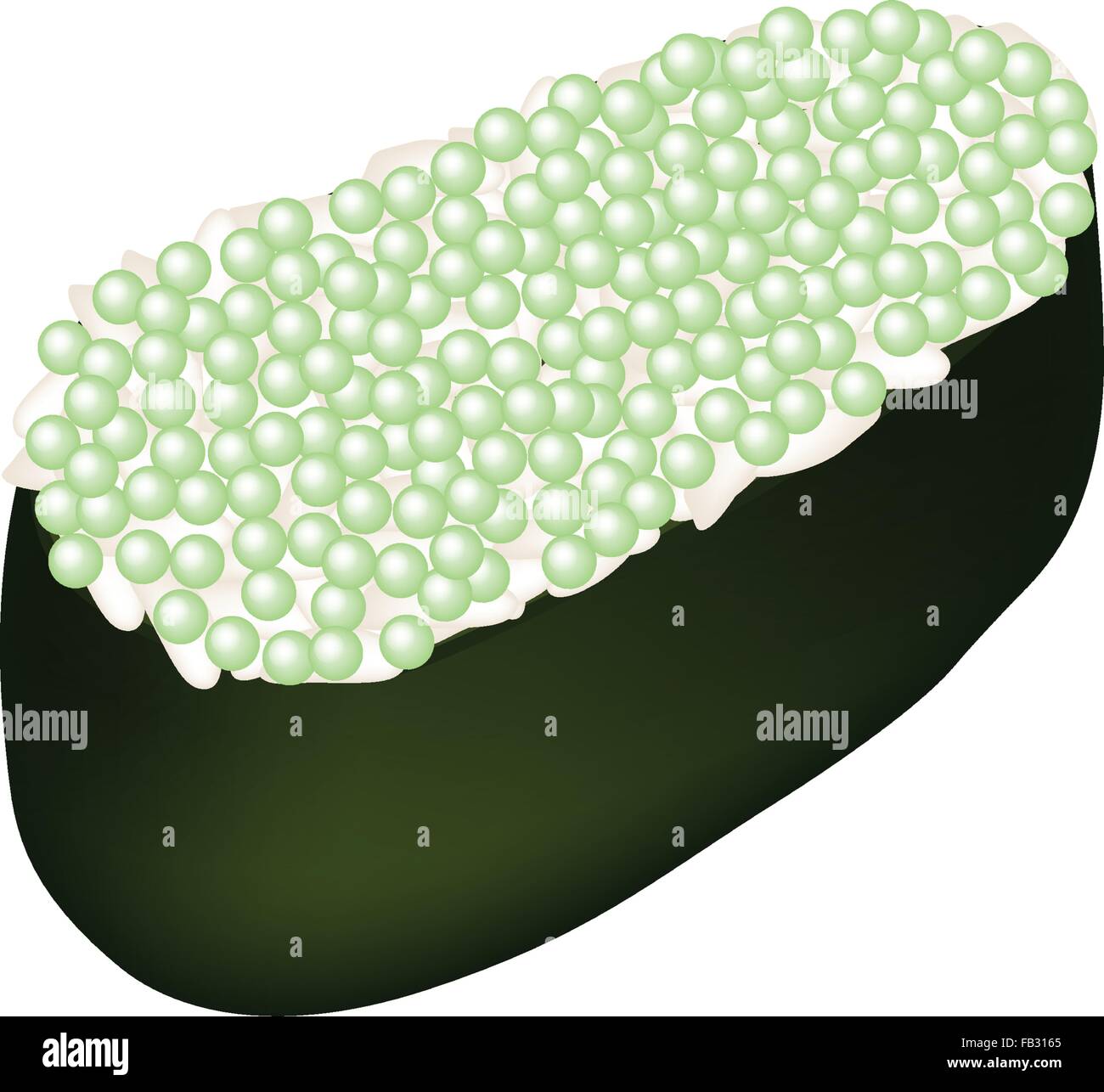 Japanese Cuisine, Illustration of Delicious Green Ebiko Sushi, Tobiko ...