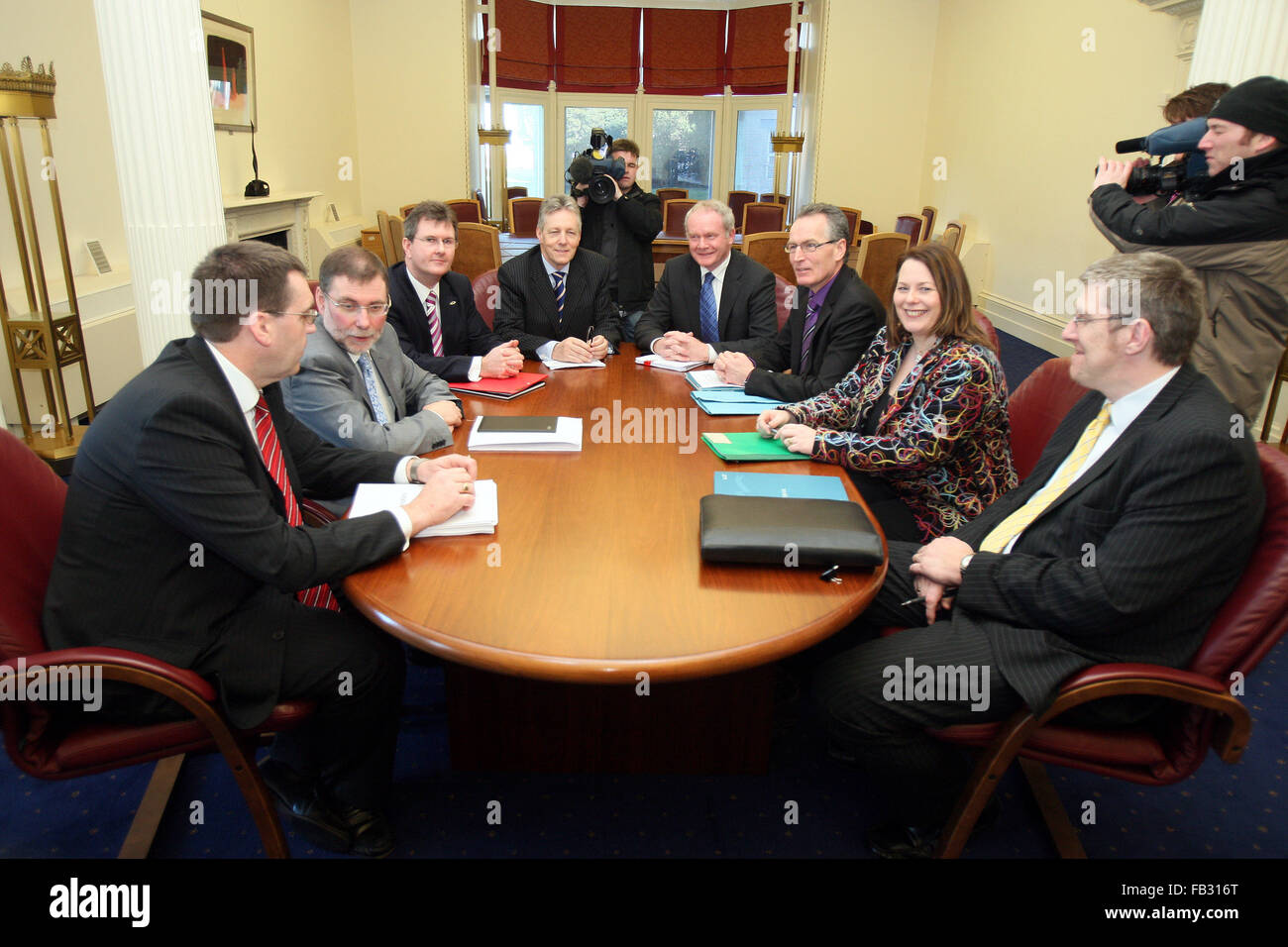Six assembly members - three from the DUP and three from Sinn Fein meet ...