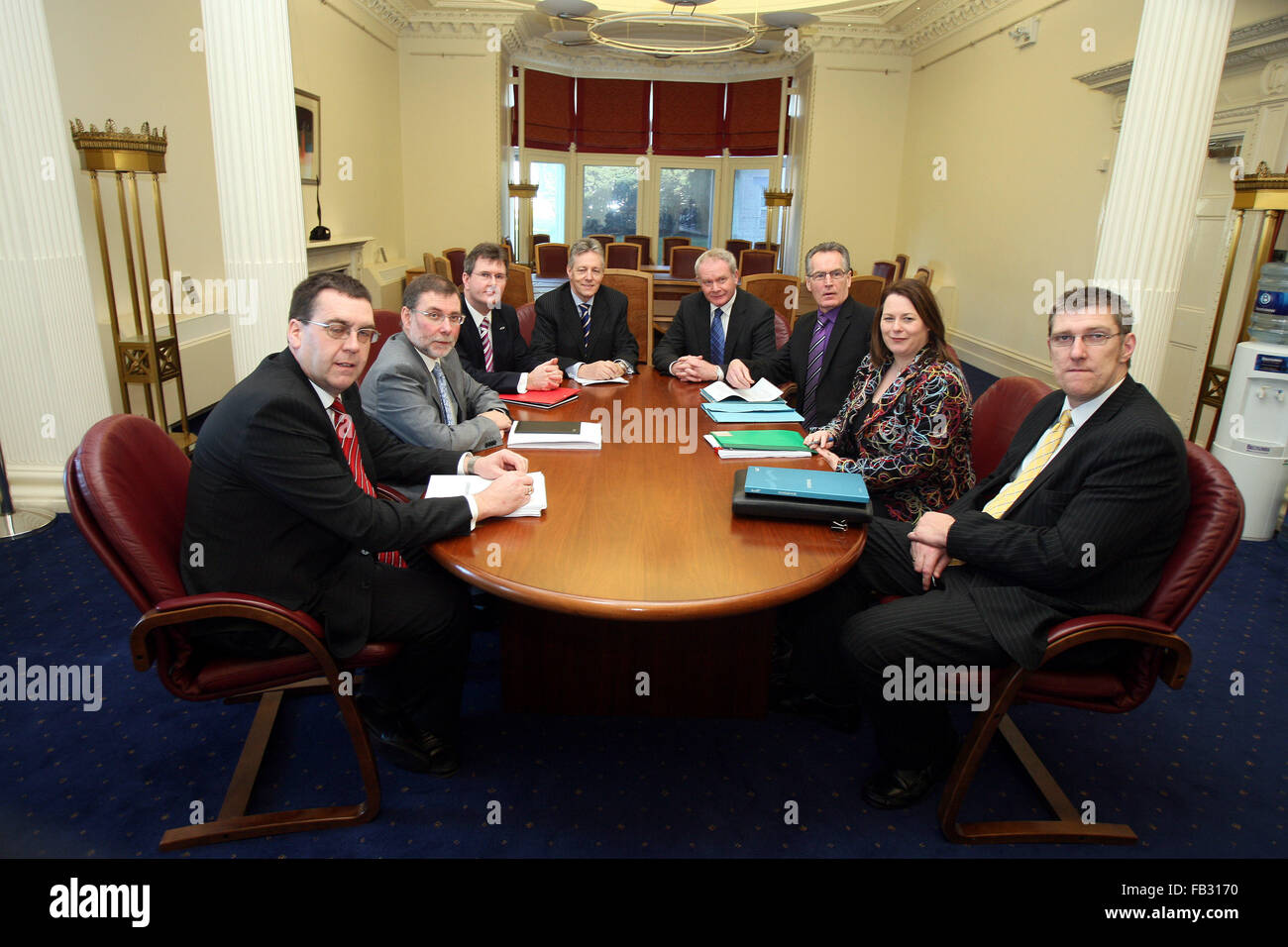 Six assembly members - three from the DUP and three from Sinn Fein meet ...