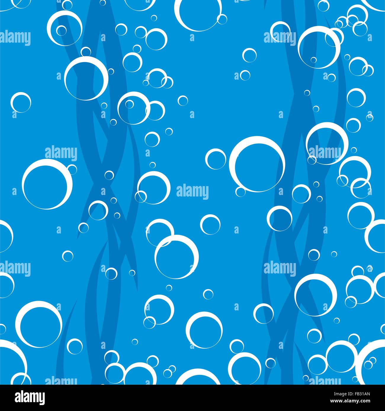 Abstract air bubbles and seaweeds underwater seamless pattern. EPS8 ...