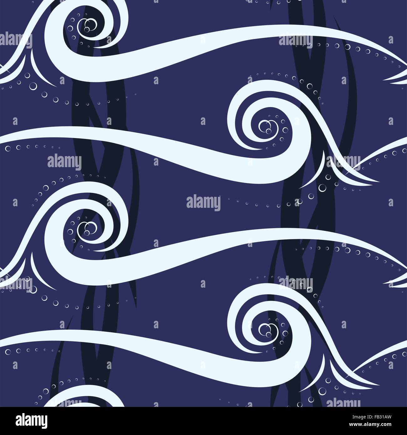 Abstract air bubbles and seaweeds underwater seamless pattern. EPS8 ...