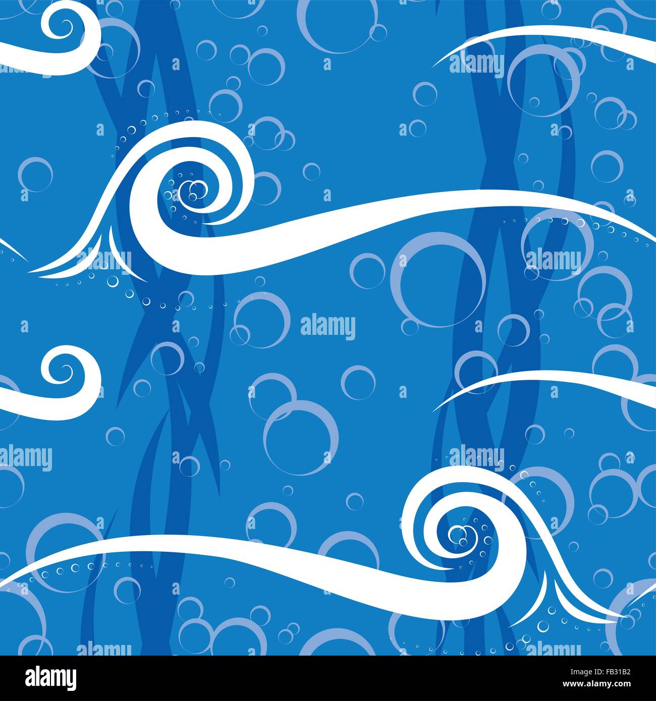 Abstract air bubbles and seaweeds underwater seamless pattern. EPS8 ...