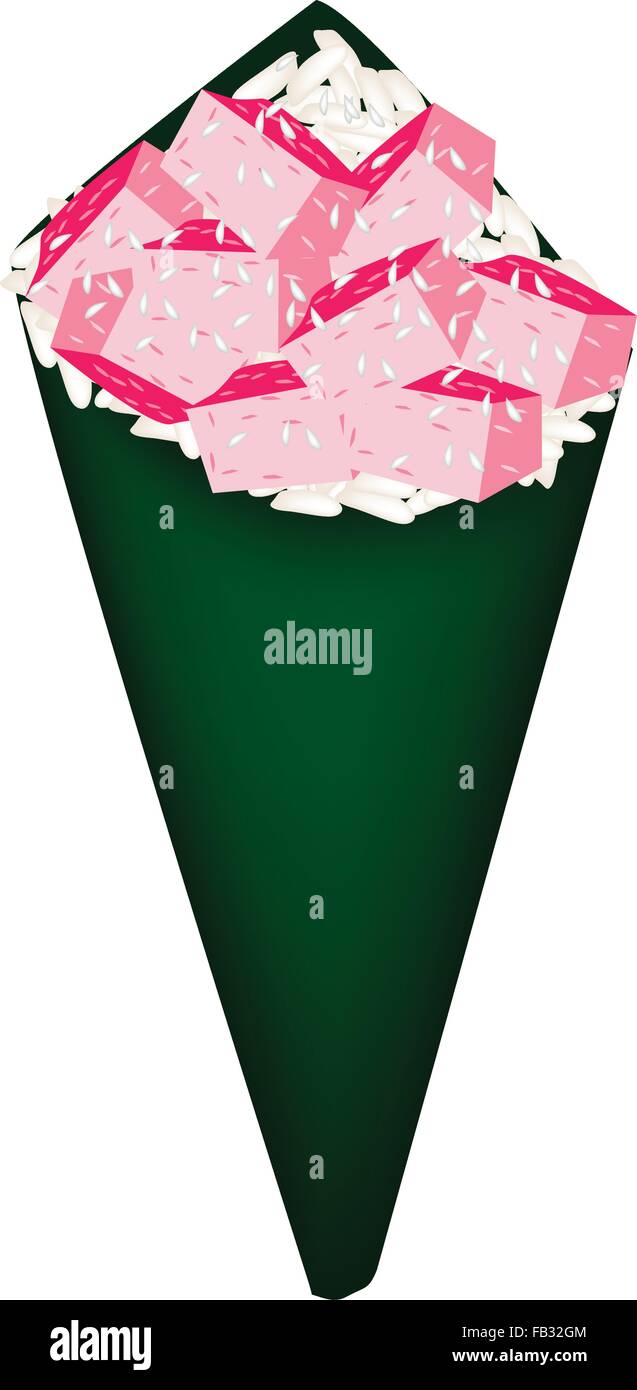 Japanese Cuisine, Illustration of Delicious Crab Stick Temaki or Kani ...