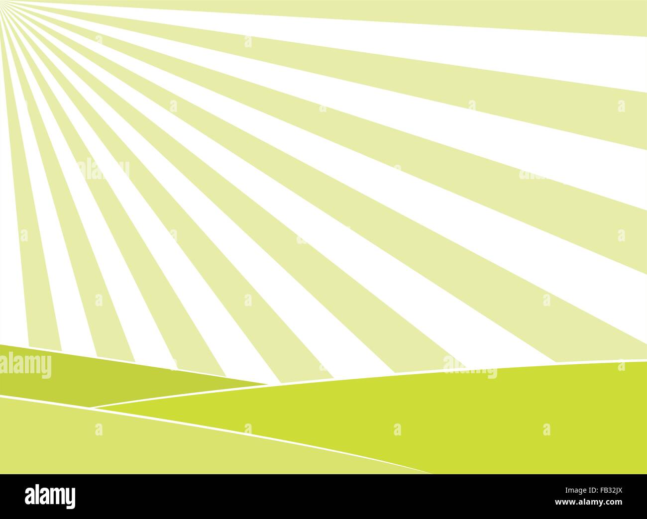 Abstract light green field and sun rays in the sky background. EPS8 ...