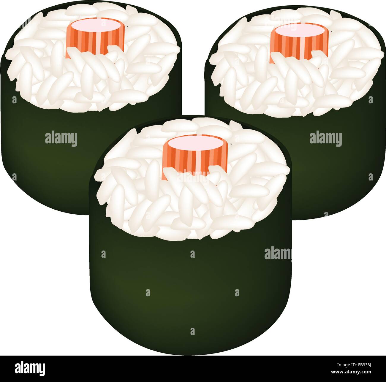 Japanese Cuisine, Illustration of Fresh Surimi Makizushi or Crab Stick ...