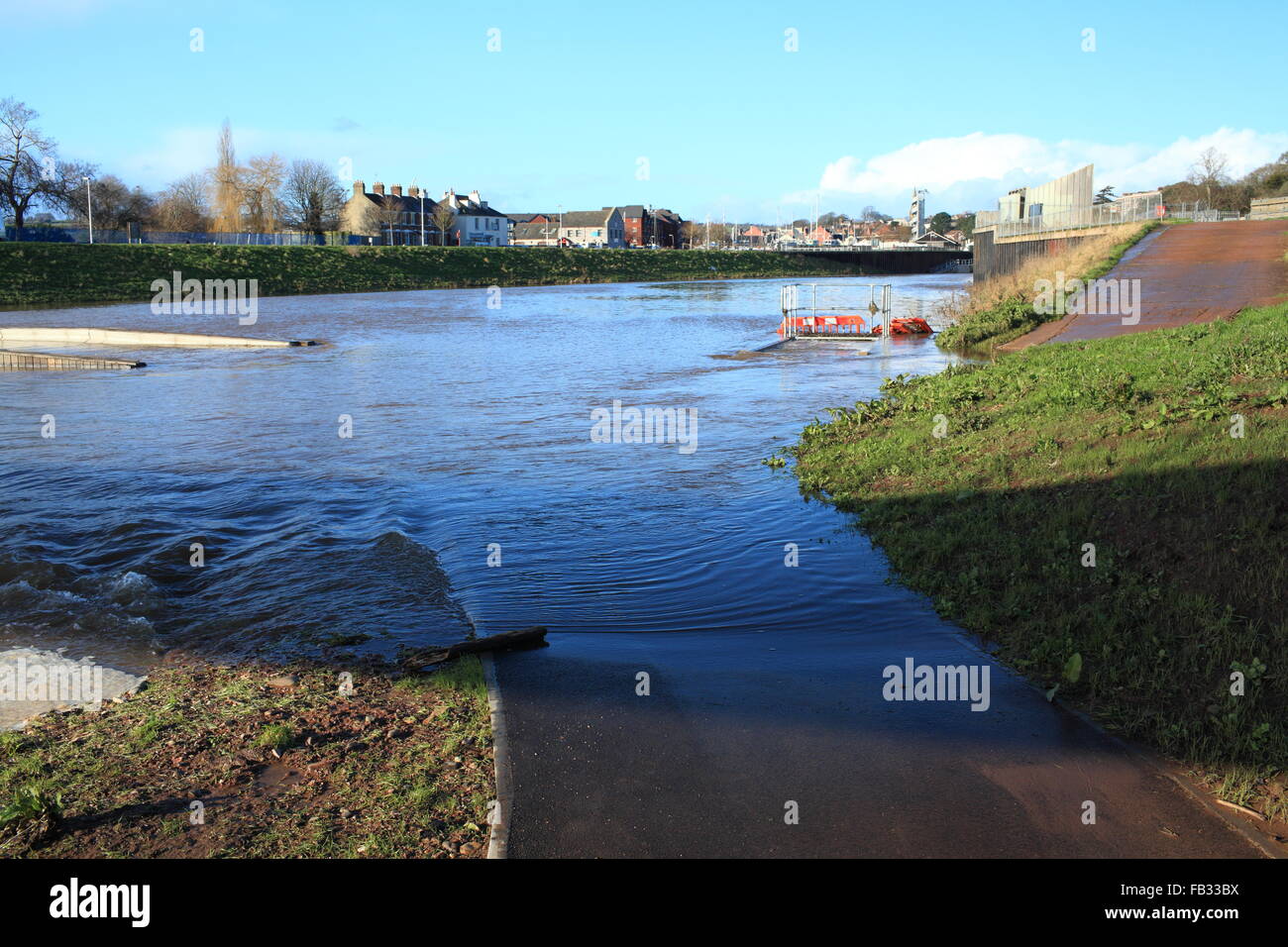 Exeter flood relief channel in operation after recent heavy rain, Devon ...