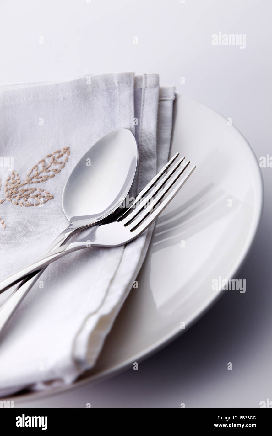 table setting of the fork and spoon Stock Photo - Alamy