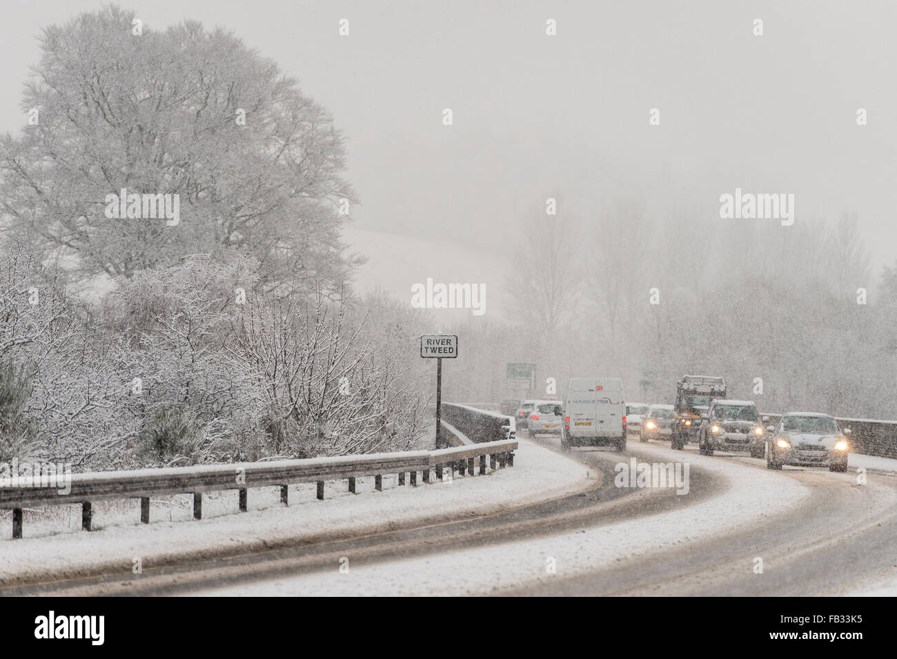 A7 3miles from Galashiels travelling towards Selkirk/Hawick, UK. 08.Jan ...
