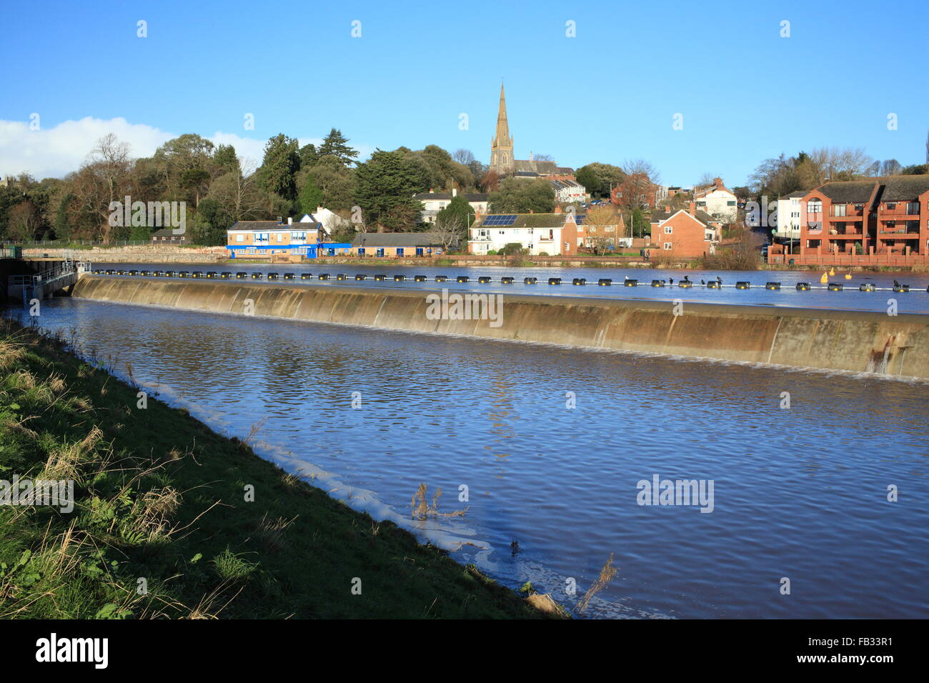 Exeter flood relief channel in operation after recent heavy rain, Devon ...