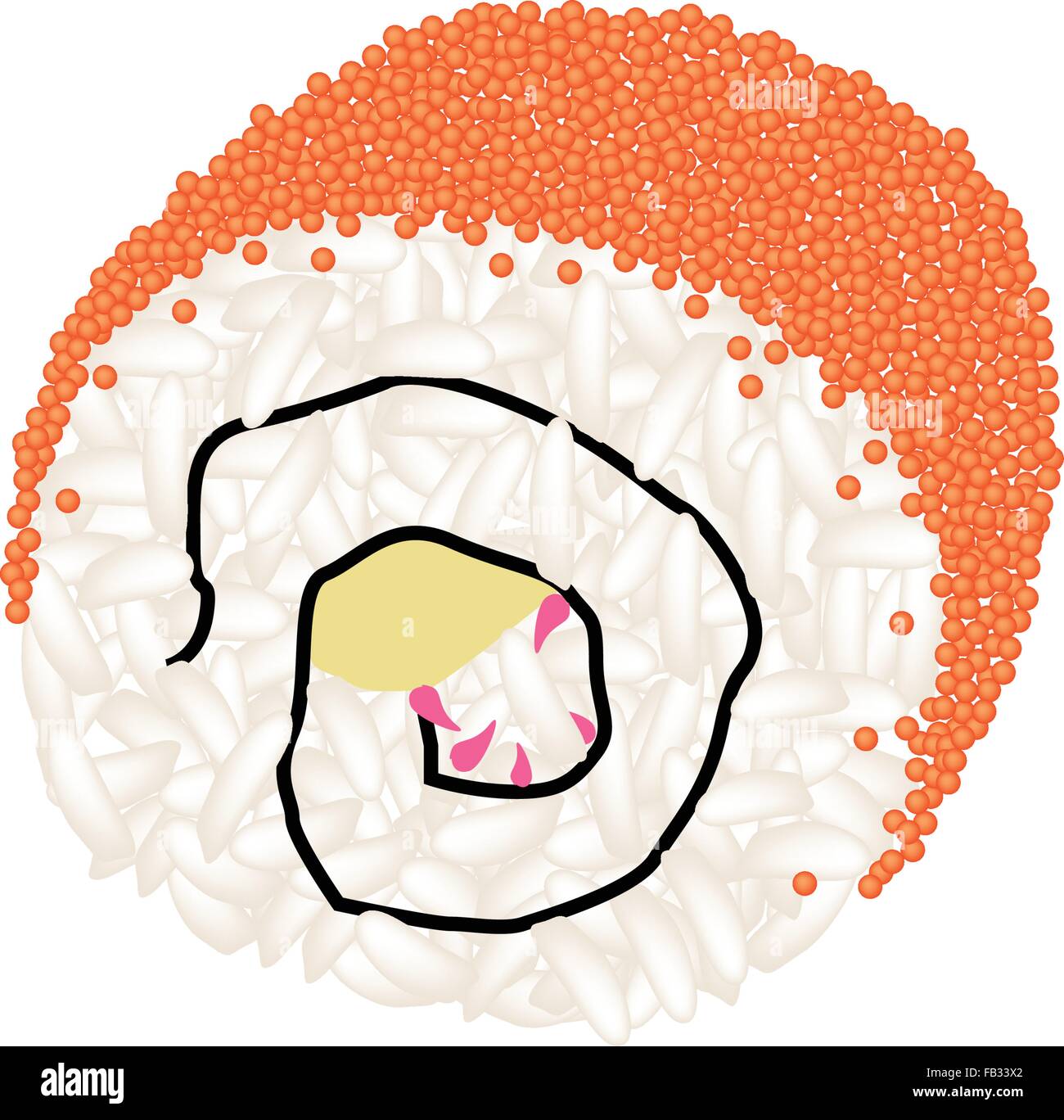 Japanese Cuisine, Illustration of Delicious Orange Ebiko California ...