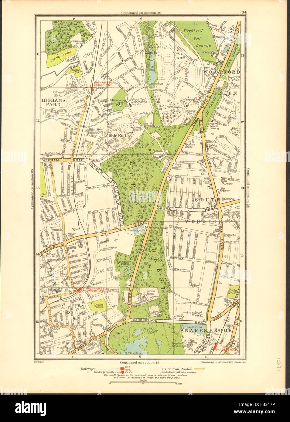 WOODFORD GREEN: Hale End, Highams Park, Snaresbrook, Wanstead, 1937 old ...