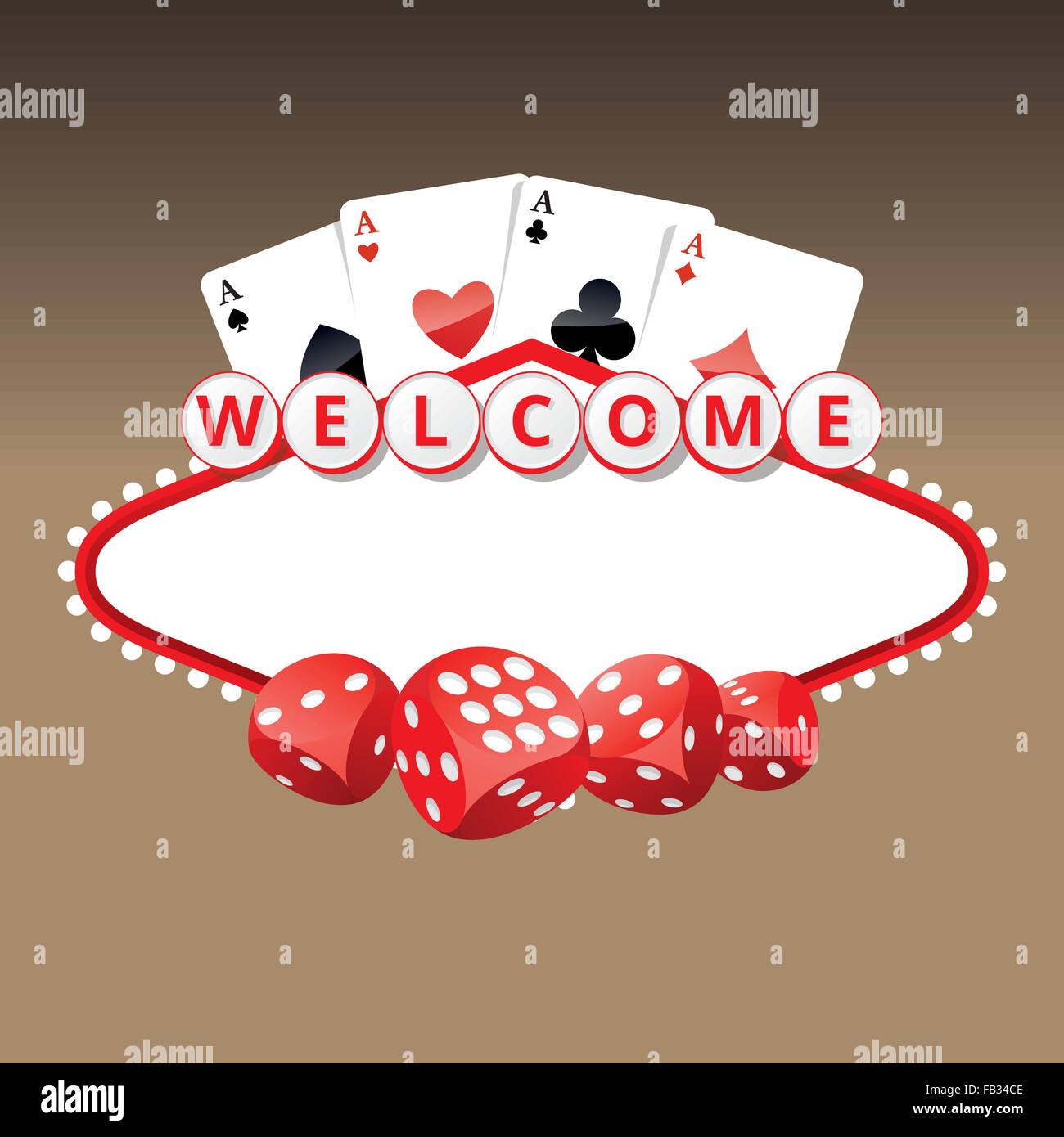 Welcome sign with four aces cards and playing dices Stock Vector Image ...
