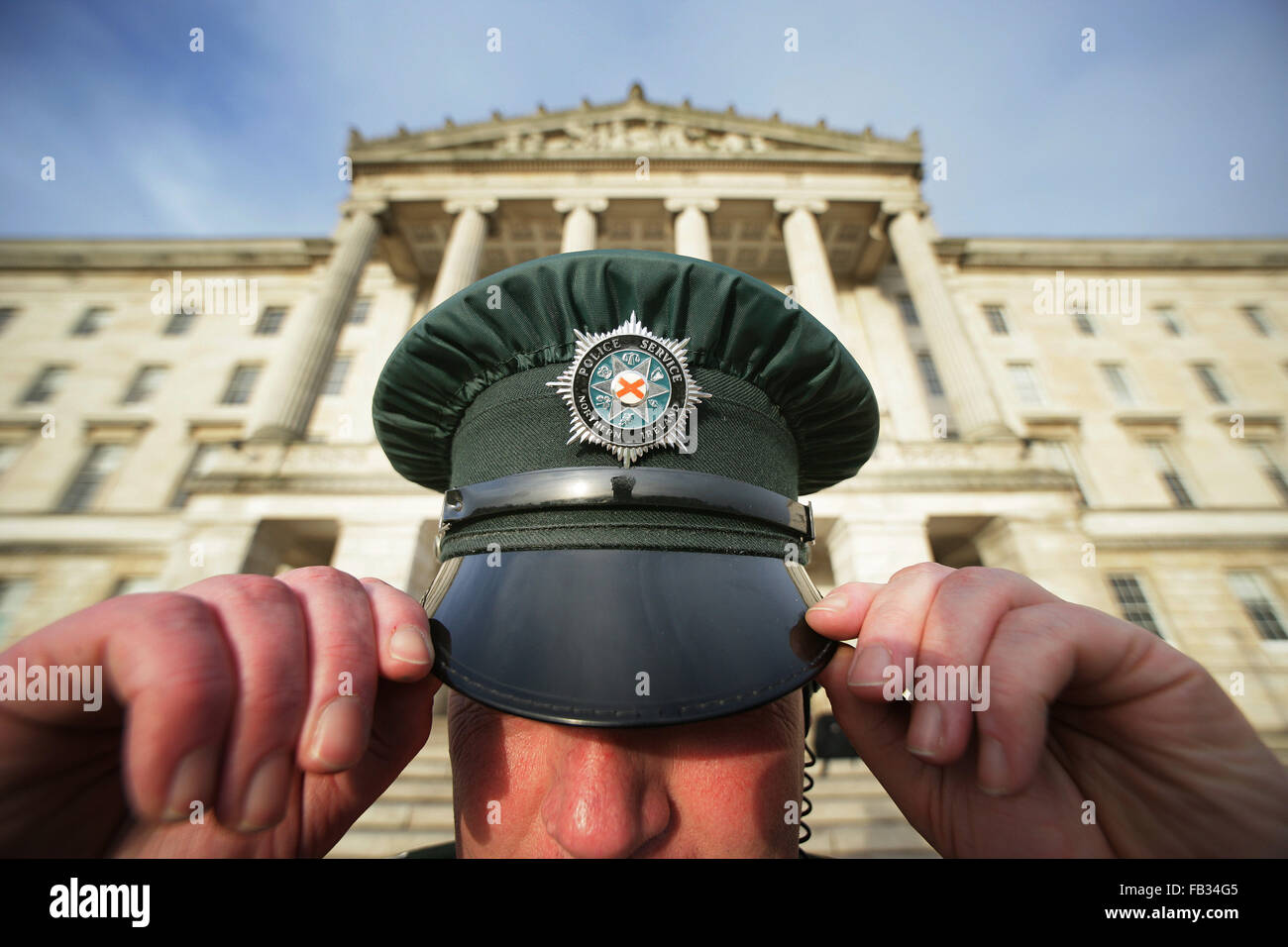 UNITED KINGDOM, The PSNI badge on the hat of a Police Officer (from the ...
