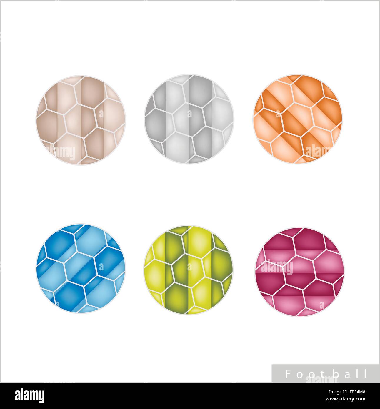 Illustration Collection of 6 Assorted Color Soccer Ball or Footballs ...
