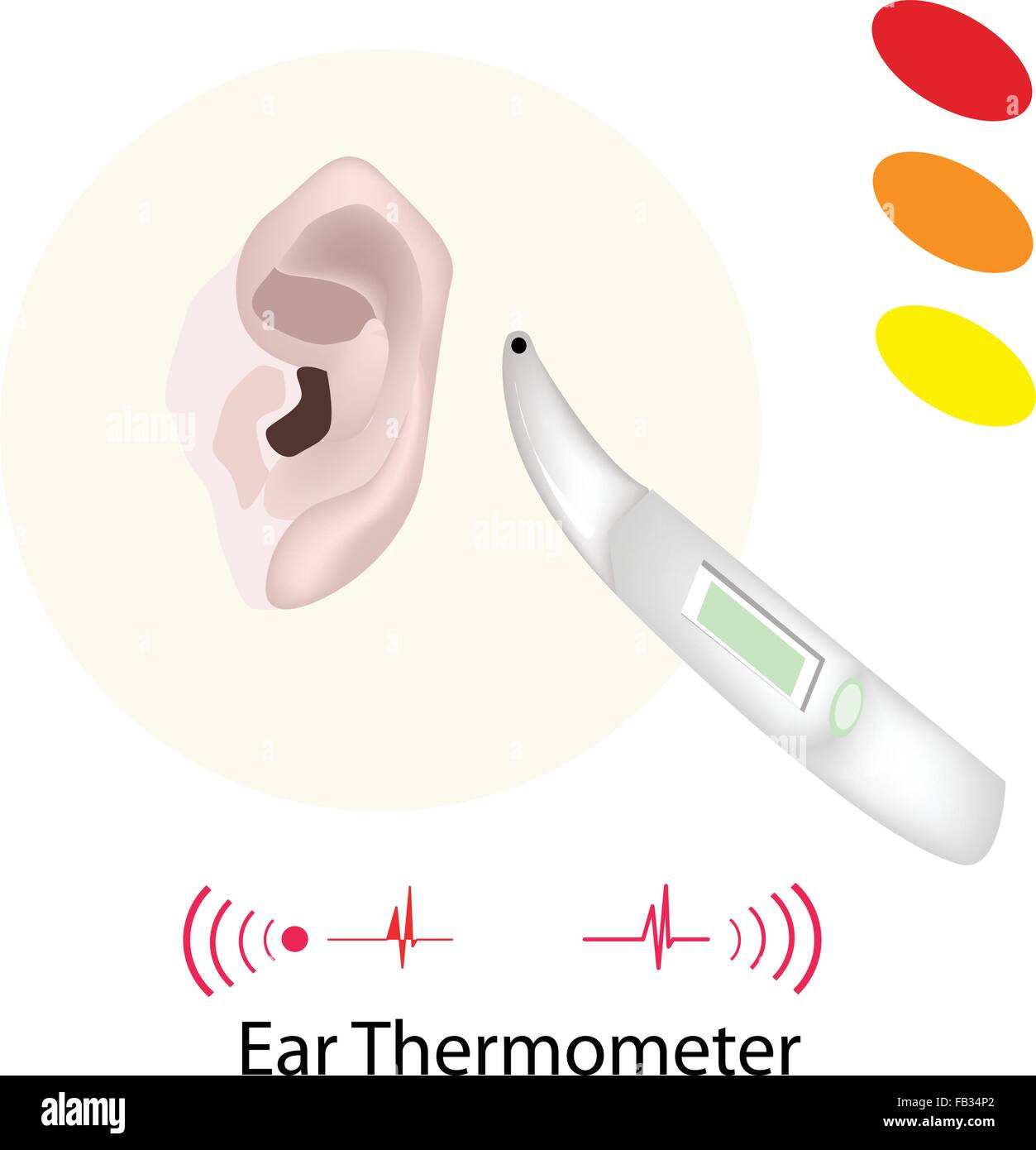 Medical Concept, Illustration of Doctor Using Ear Thermometer for ...