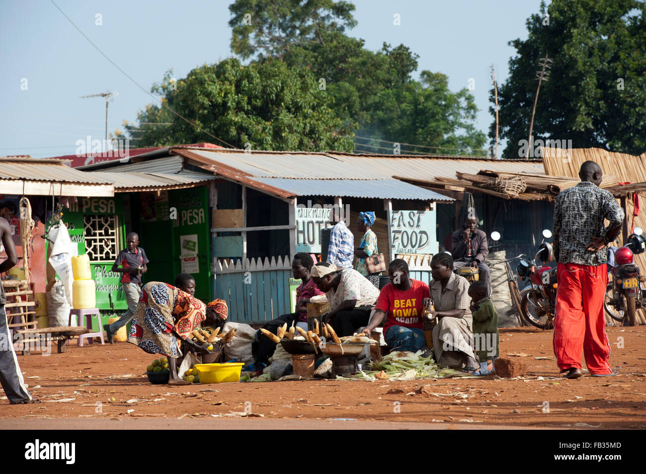 Busy border town of Bumala in Kenya, near the border with Uganda Stock ...