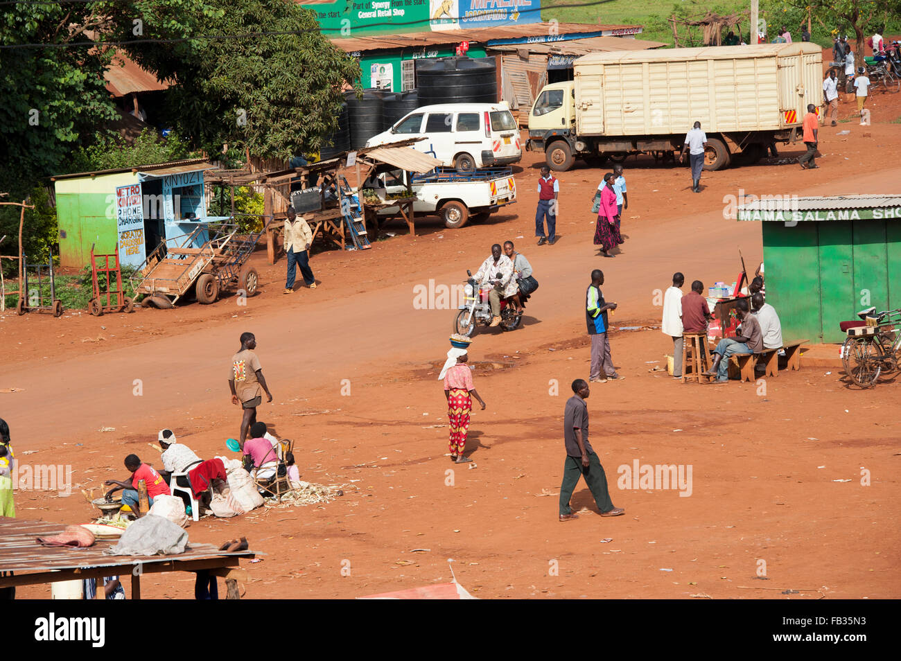 Busy border town of Bumala in Kenya, near the border with Uganda Stock ...