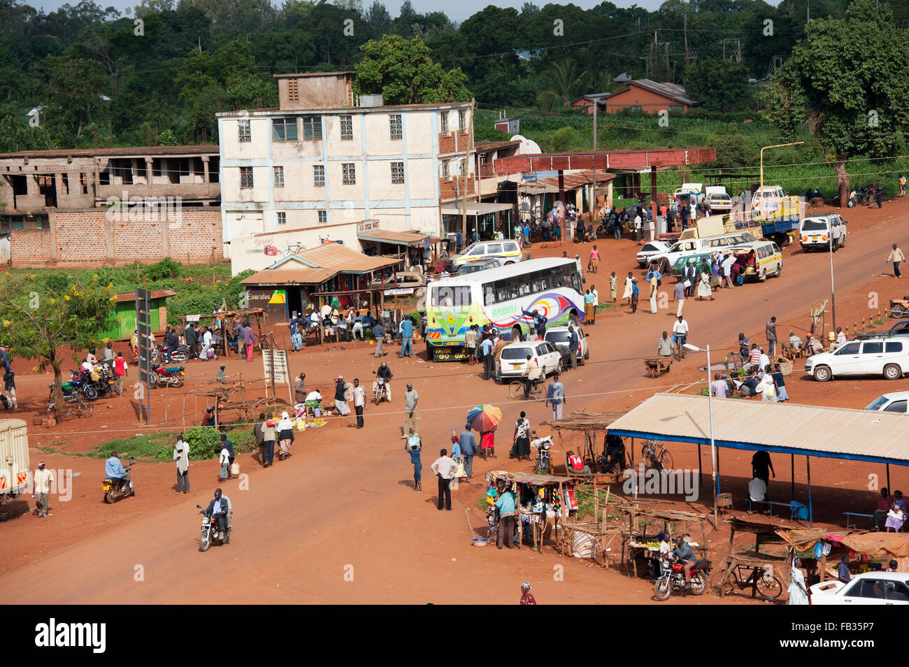 Busy border town of Bumala in Kenya, near the border with Uganda Stock ...