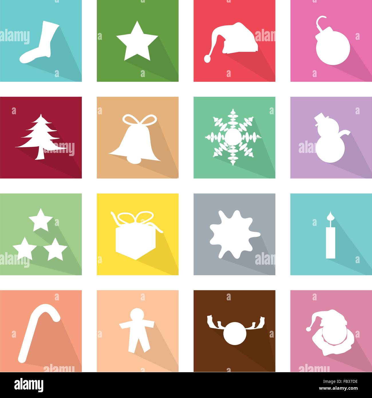 Illustration Collection of 16 Xmas Icons for Christmas Celebration ...