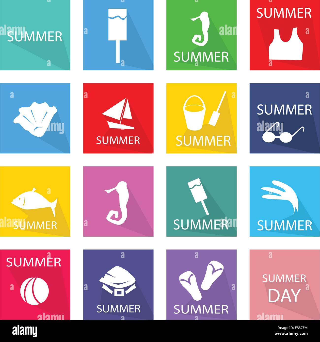 Illustration Collection of Summer Season Icons, The Hottest of The Four ...