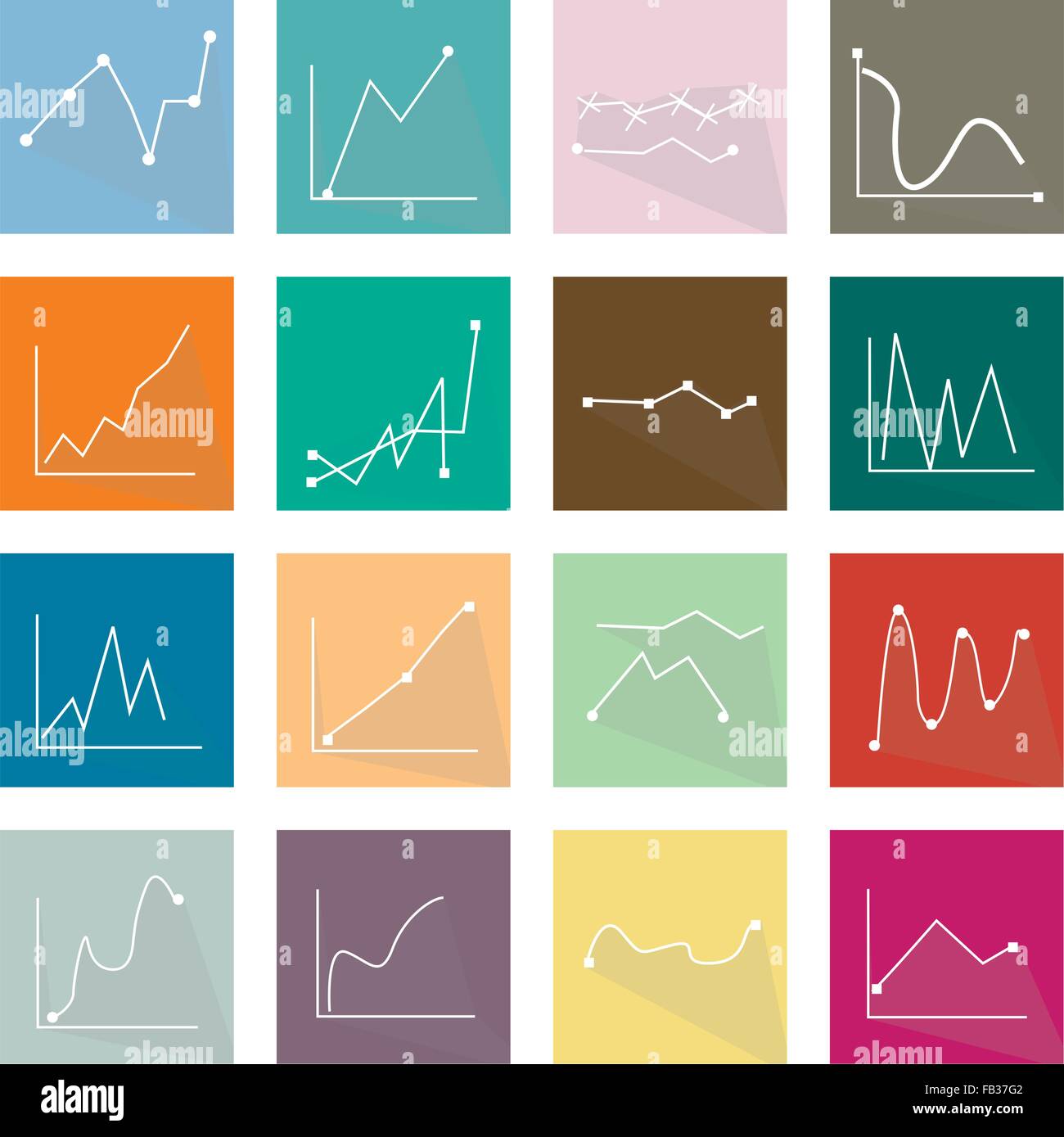 Flat Icons, Illustration Set of 16 Infographics LinearRegression Chart ...