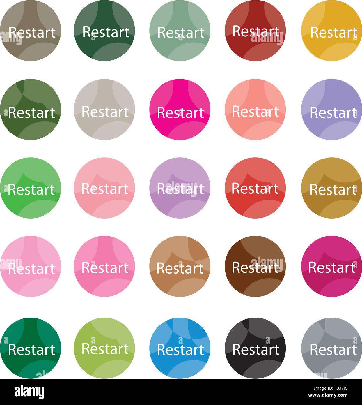 Flat Icons, Illustration Collection of 16 Restart Icons or Reset ...