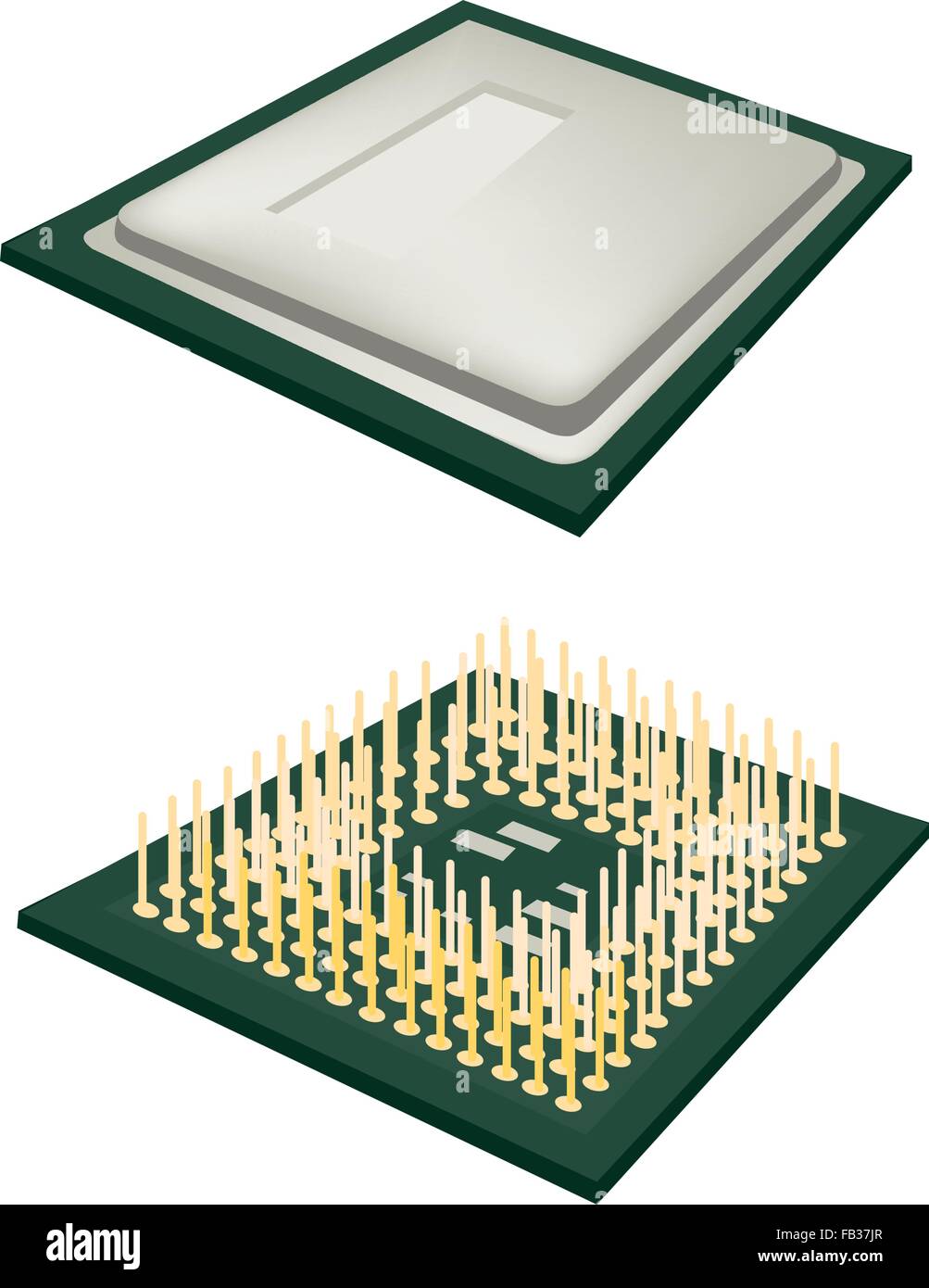 Computer and Technology, Illustration of Two Computer CPU Chip or CPU ...